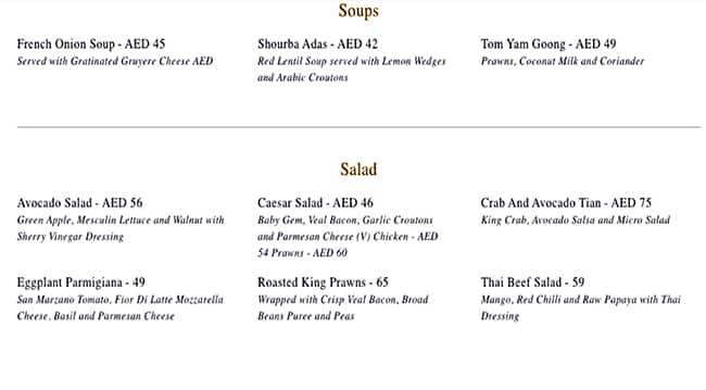 Menu at Cafe Palmier, Abu Dhabi, F9W8+H53 - Khalifa Bin Zayed Street ...