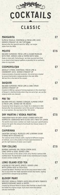 Menu at Balls Bros pub & bar, London, 158 Bishopsgate