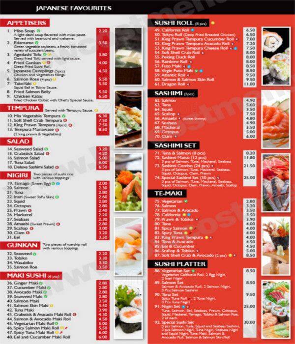 Menu at Ichiban restaurant, Edinburgh