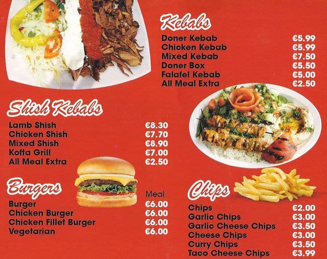 Menu at Istanbul restaurant, Dublin