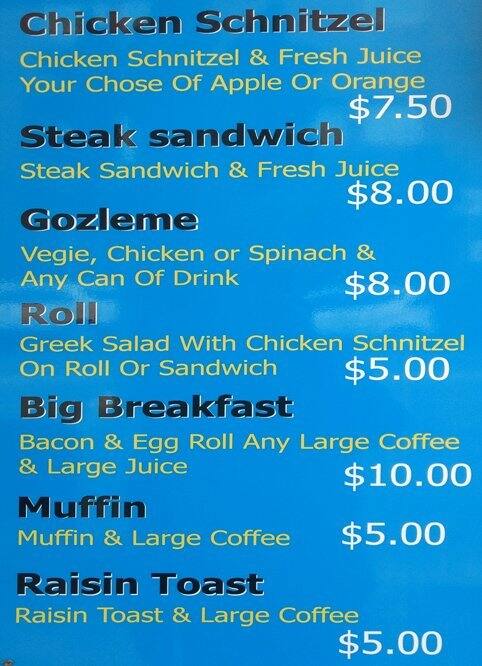 Menu at Papa Cafe, Petersham