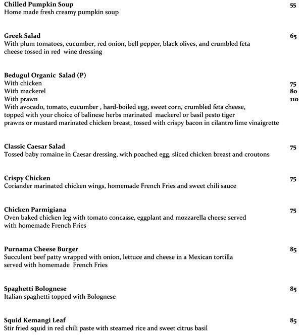 Standing Stones Menu, Menu untuk Standing Stones, Gianyar, Bali ...