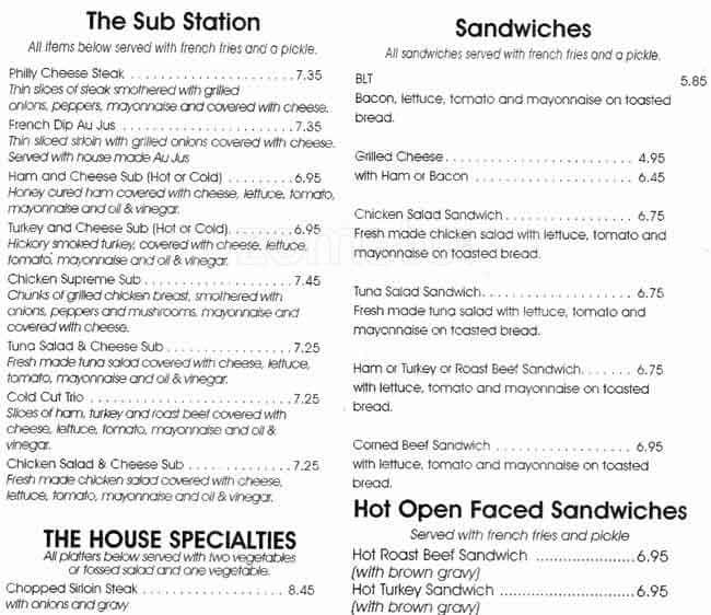 Menu at Park Place Restaurant, Charlotte