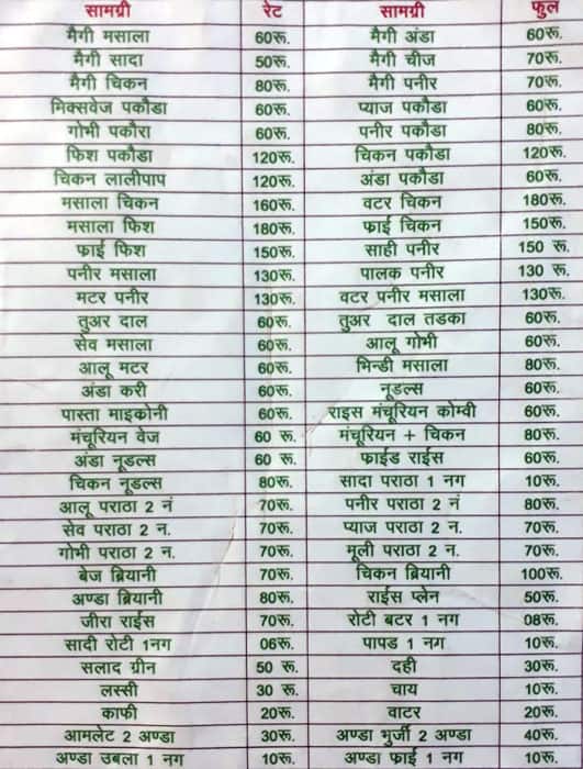 Menu at Natkhat Food Zone, Bhopal