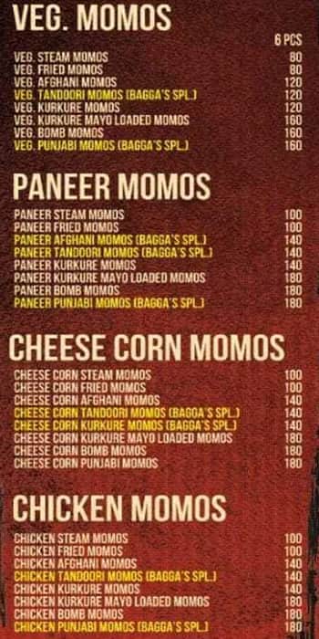 Menu of Mr. Sher Bagga, Punjabi Bagh, New Delhi