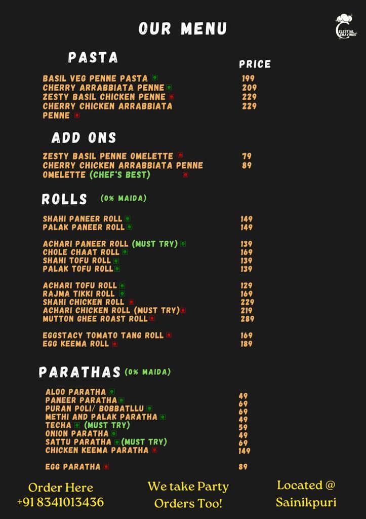 Menu of Snap Cakes, Lingampally, Hyderabad