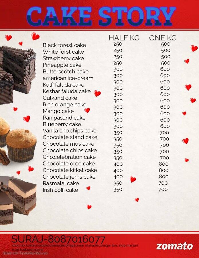 Menu of Cake Story, Hadapsar, Pune