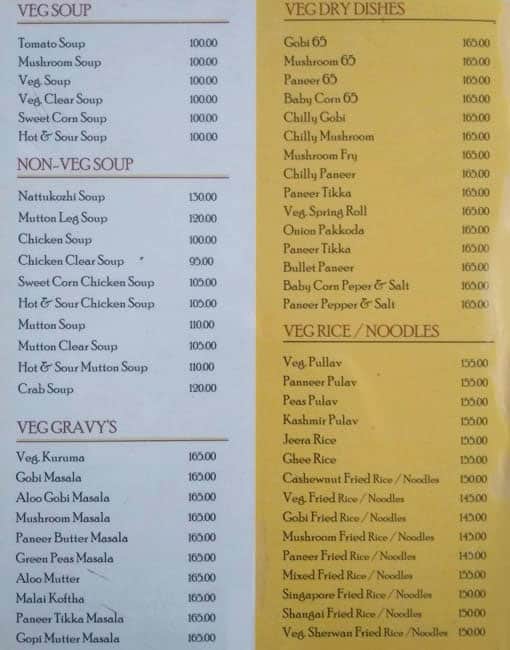 Menu at Ponnusamy Hotel, Chennai, 3737+JJ7