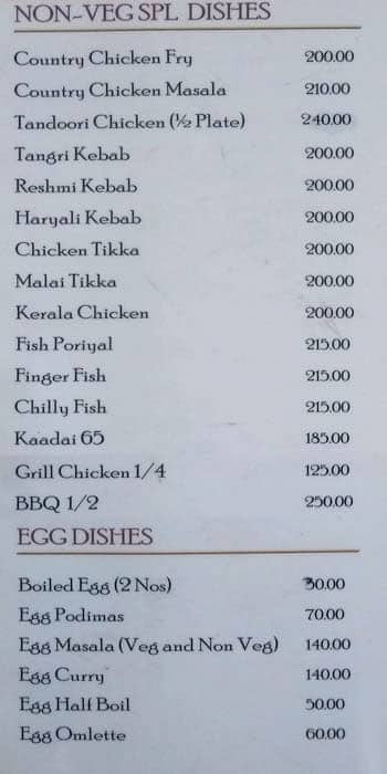 Menu at Ponnusamy Hotel, Chennai, 3737+JJ7