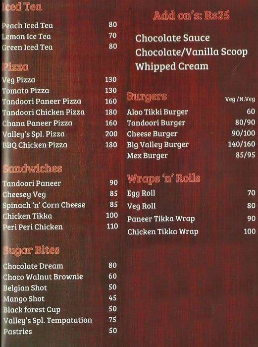 Menu at Spice Valley, Sahibzada Ajit Singh Nagar, SCO 40