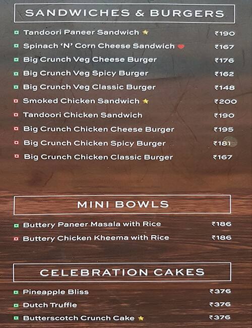 Menu at Kafe koffe day, Colva, Bus Stand