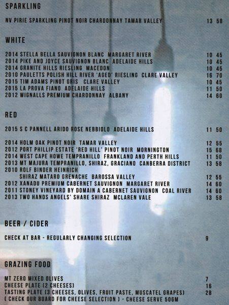 Menu at Oak & Steel pub & bar, Prahran