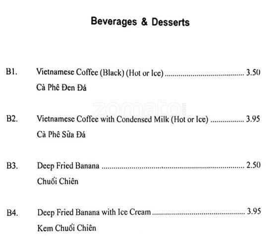 Menu at Pho Saigon restaurant, Delta, 16 Ave