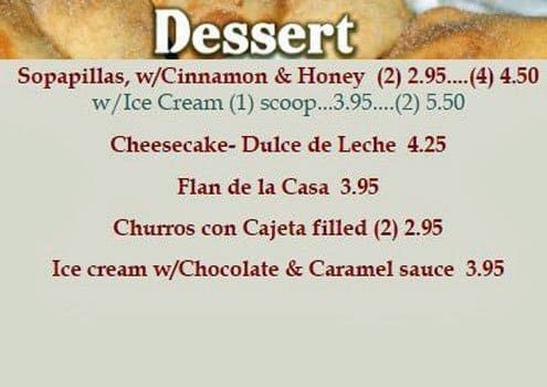 Menu at La Fiesta, Houston, Katy Freeway