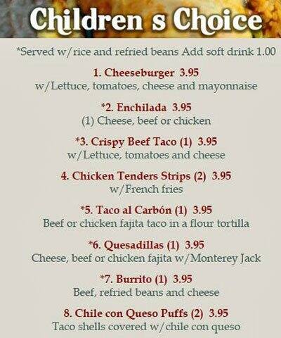 Menu at La Fiesta, Houston, Katy Freeway