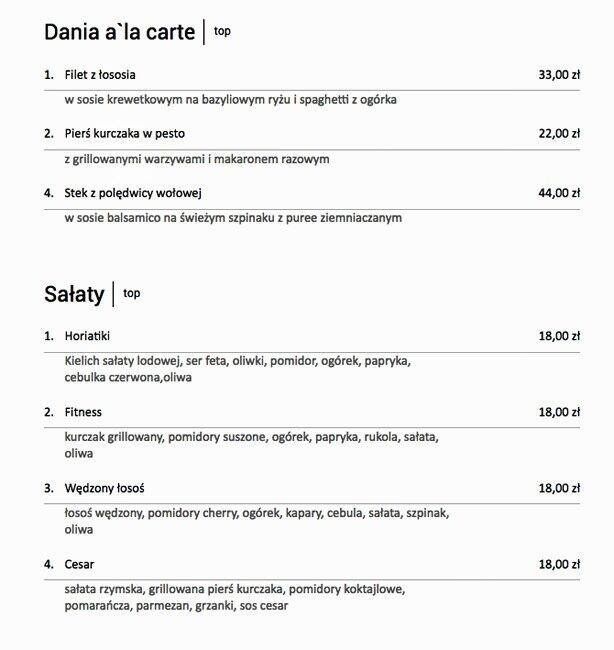 Prosta Bistro menu, Menu restauracji Prosta Bistro, Wola, Warszawa ...