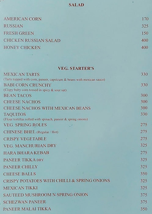 Menu at Raghu Mahal Hotel, Udaipur, 93 Airport Road