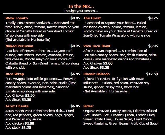 Menu at Viva Chicken Huntersville restaurant, Huntersville