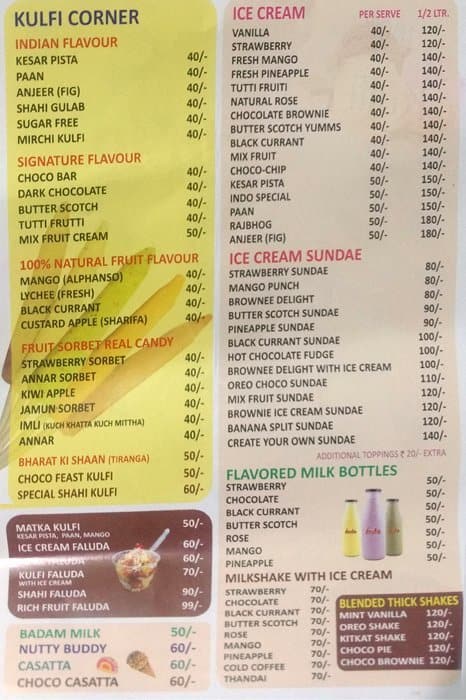 Indo Kulfi Menu, Menu for Indo Kulfi, Karol Bagh, New Delhi - Zomato