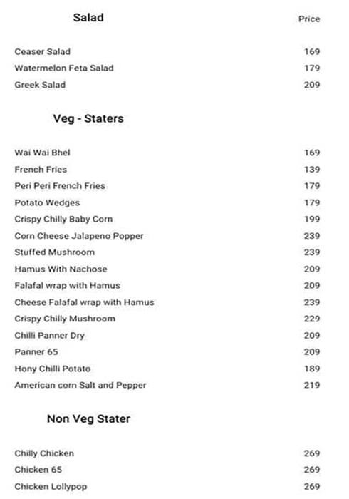 Menu of 7 Bachelor's, New Town, Kolkata