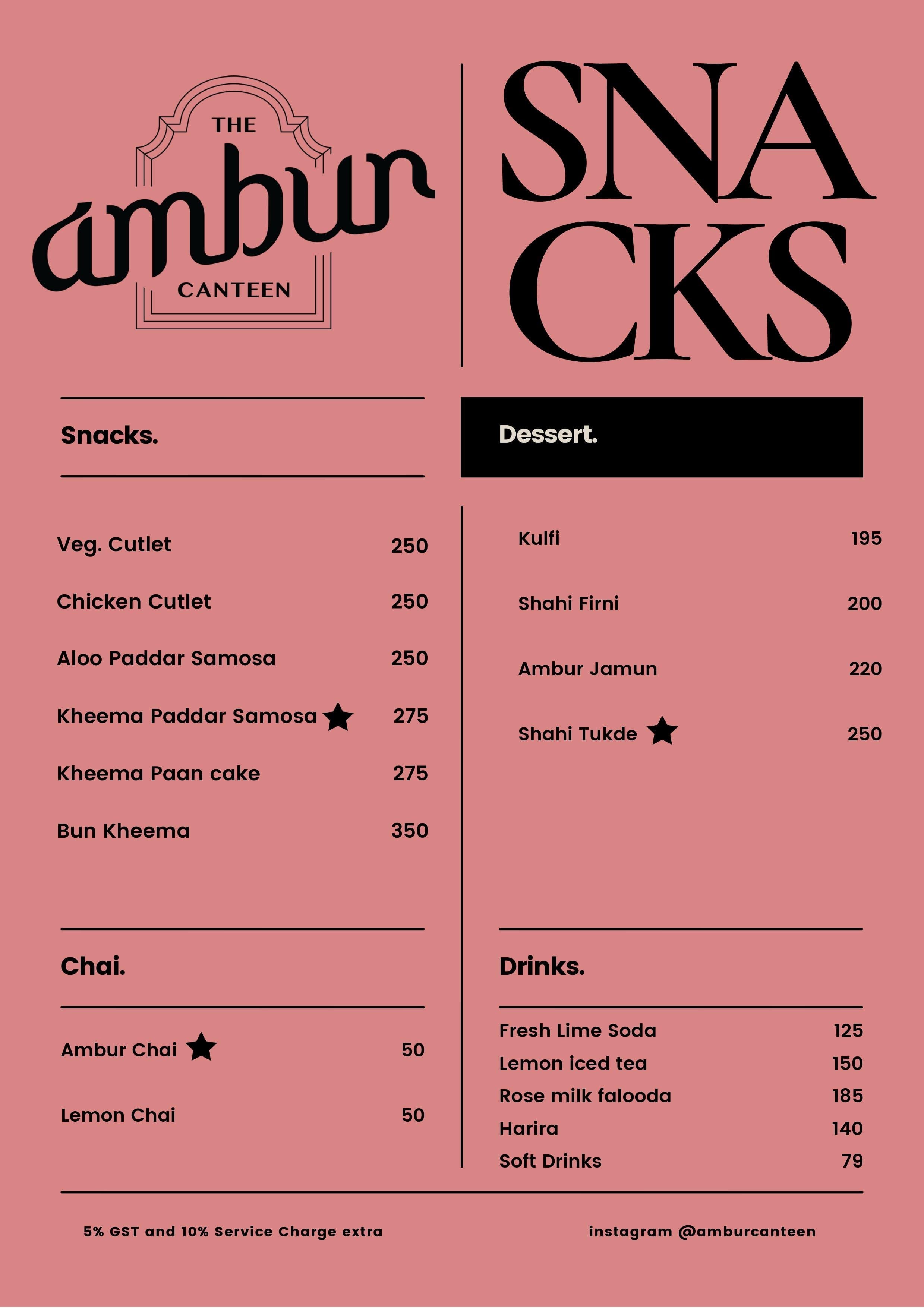 Menu of Ambur Canteen, T. Nagar, Chennai