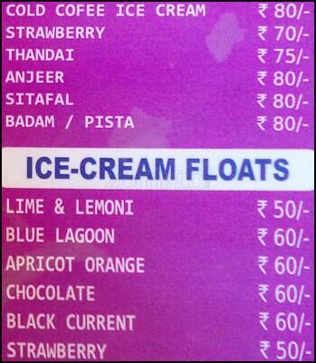 Menu at Falooda Junction, Mumbai, Shop No 20