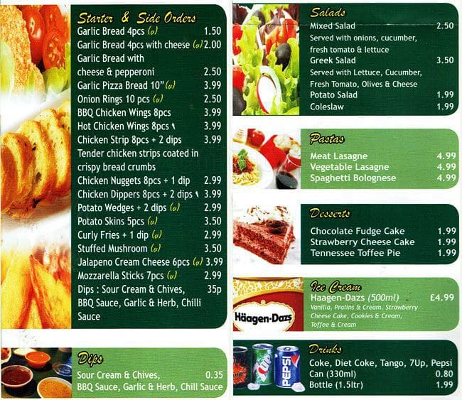 Menu at Pizza Hot Express pizzeria, Chertsey