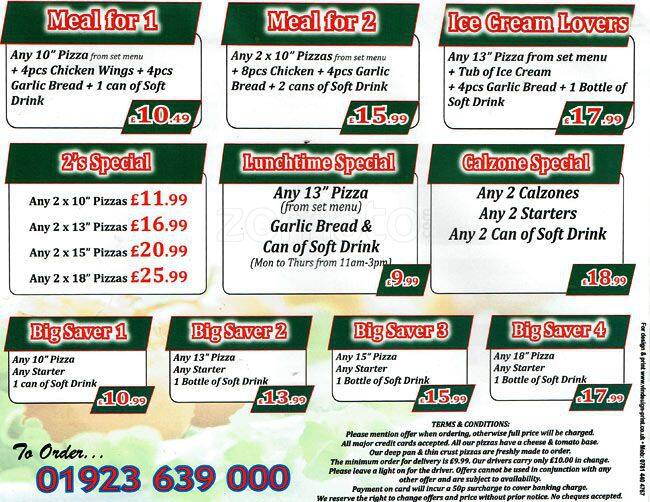 Menu at Pizza Hot Express pizzeria, Chertsey