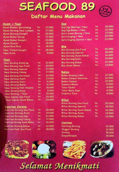 Menu at Seafood 89 Pgb Merdeka restaurant, Bogor