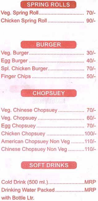 Menu at Chung King Fast Food, Delhi