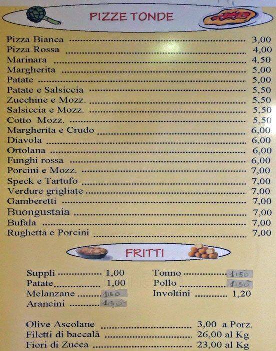 Pizza Pazza per i pazzi della pizza a Roma: Foto del Menu con Prezzi ...