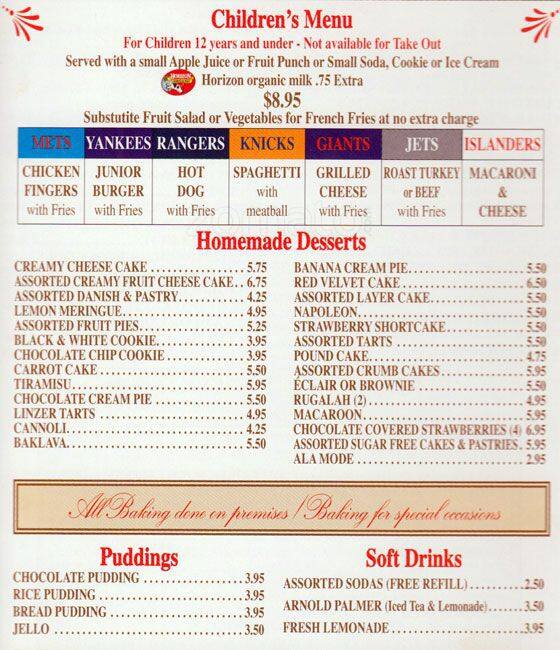 Menu at Cross Bay Diner restaurant, New York City, 160-31 Cross Bay Blvd
