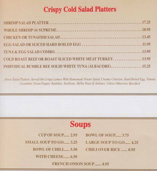 Menu at Cross Bay Diner restaurant, New York City, 160-31 Cross Bay Blvd
