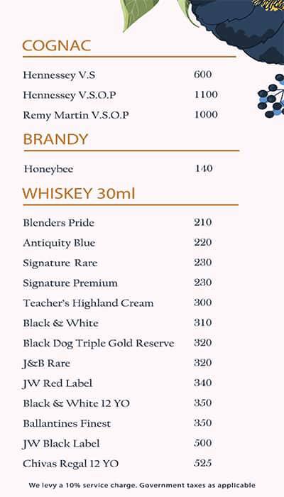 Menu at Butterfly High, Thane