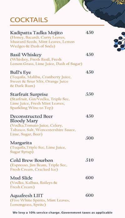 Menu at Butterfly High, Thane