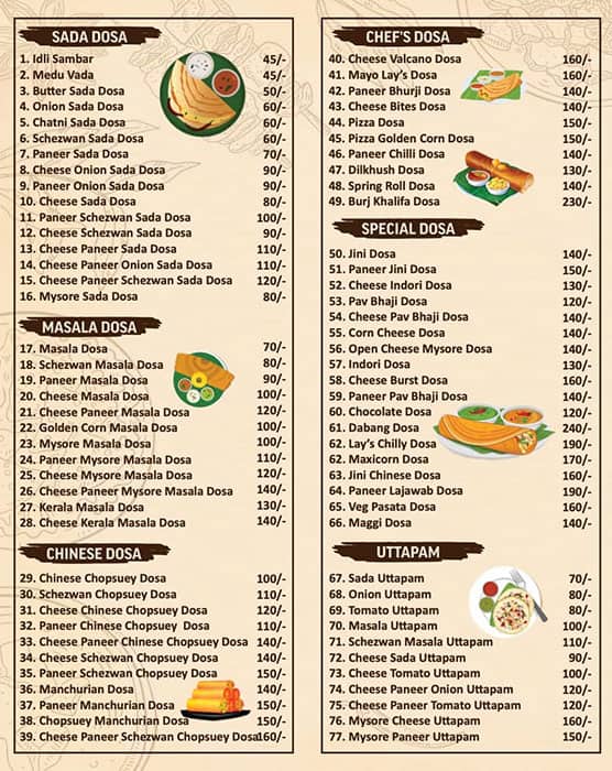 Menu of Dosa Delight, CBD-Belapur, Navi Mumbai