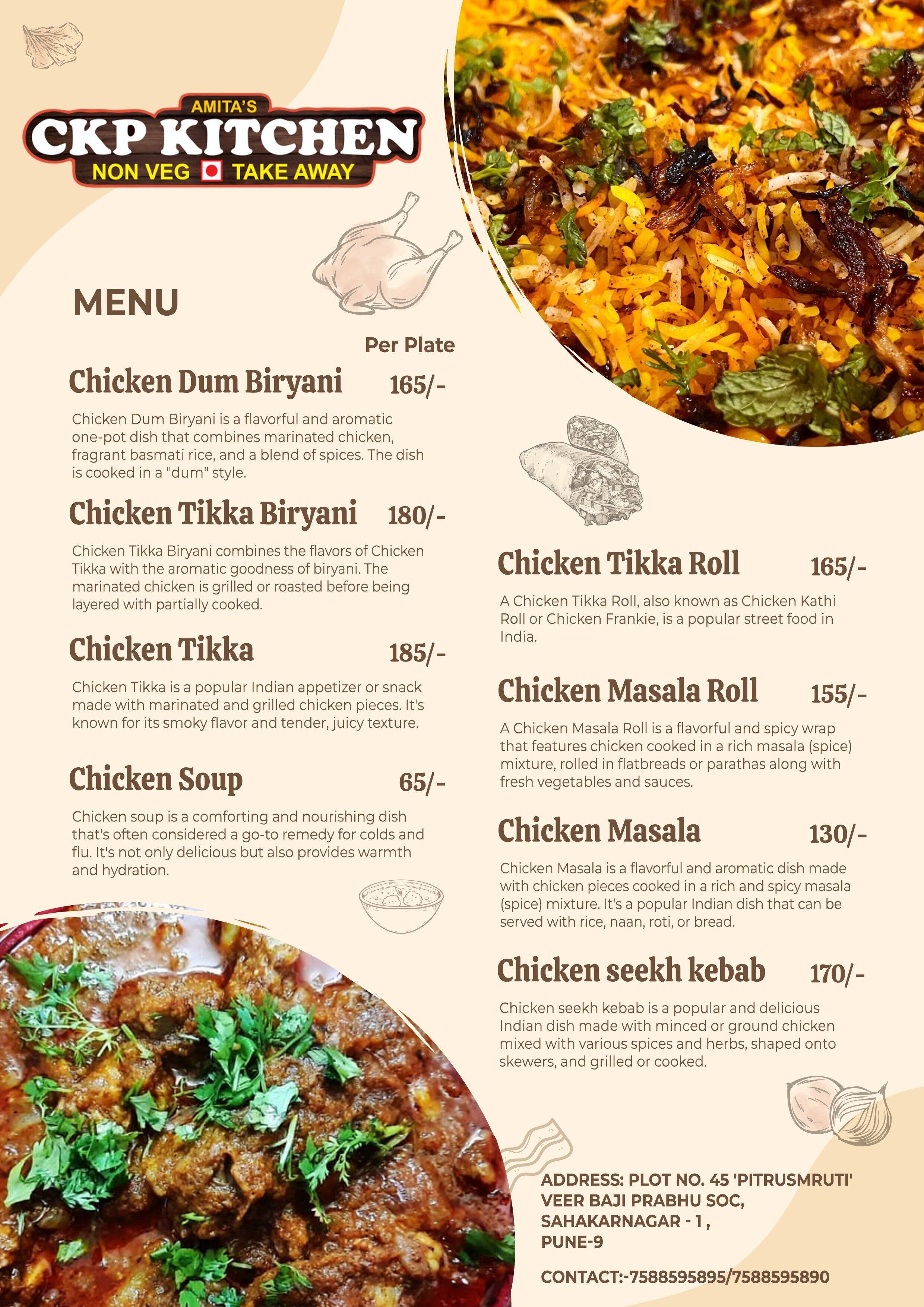Menu of Amita’s CKP kitchen, Parvati, Pune