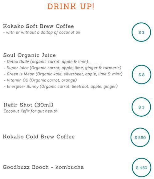 Menu at The Honest Food Co cafe, Auckland