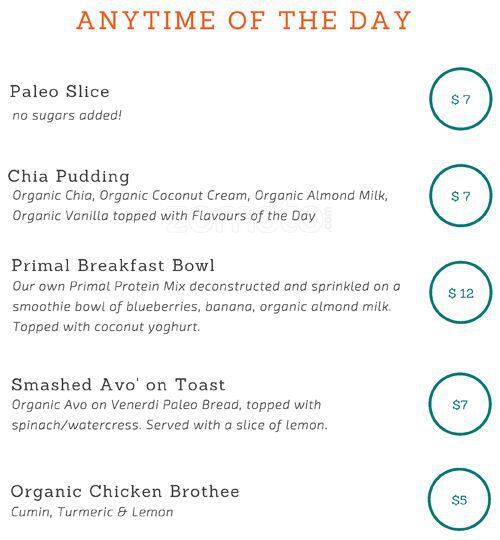 Menu at The Honest Food Co cafe, Auckland