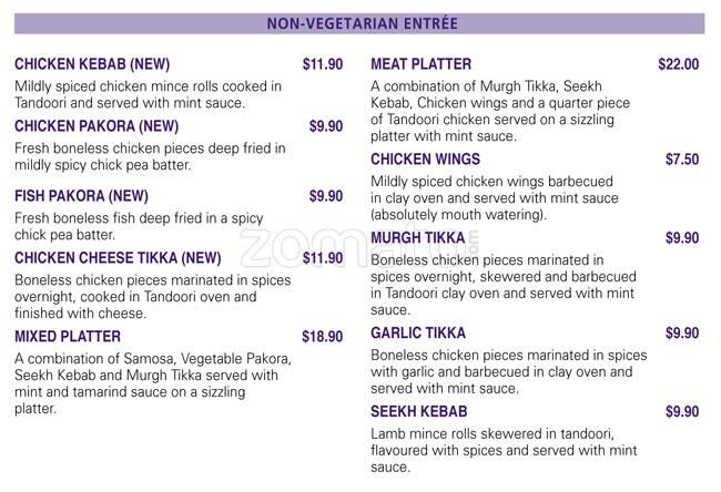 Menu at Monty's Pies restaurant, Wellington