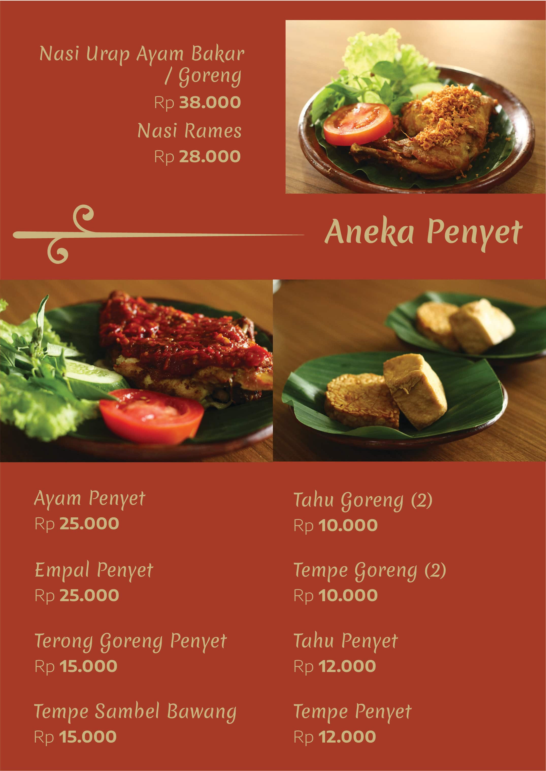 Menu at Depot Malang restaurant, South Jakarta, Jl. Cikajang No.28