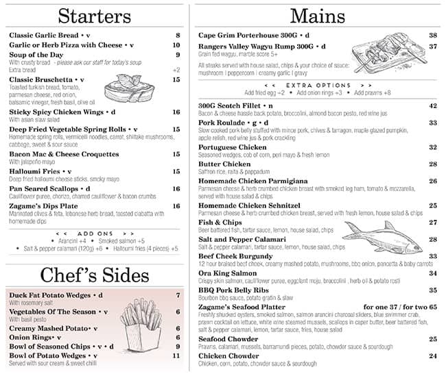 Menu at Berwick Springs Hotel restaurant, Berwick, 288-296 Clyde Rd