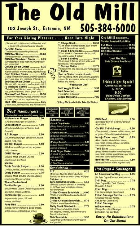 The Old Mill Menu, Menu for The Old Mill, Estancia, Estancia - Urbanspoon/Zomato