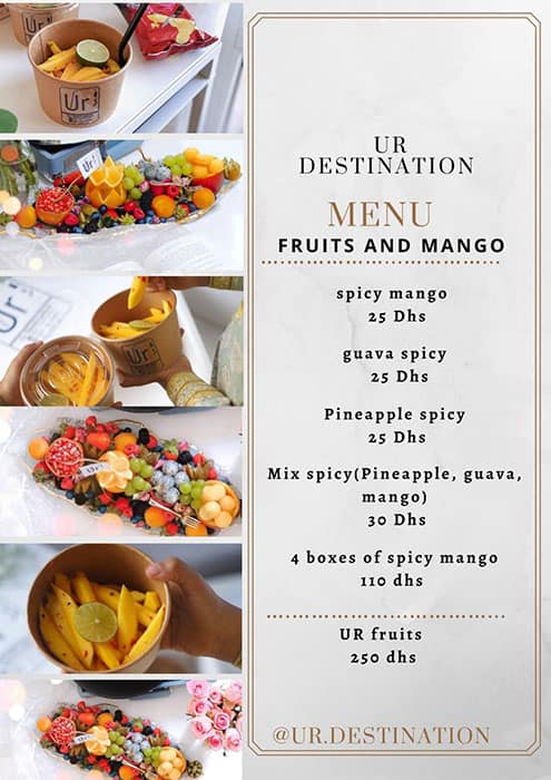 Menu of Ur Destination, Town Centre, Al Ain