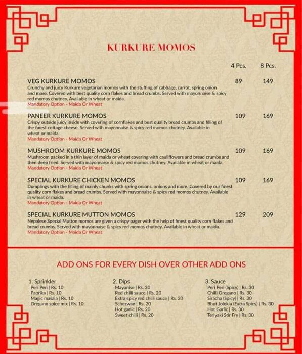 Menu at The Momo Chutney, New Delhi, COMMNUTY CENTER