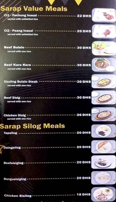 Menu of Satwa Inasal Restaurant, Al Hudaiba and Around, Dubai