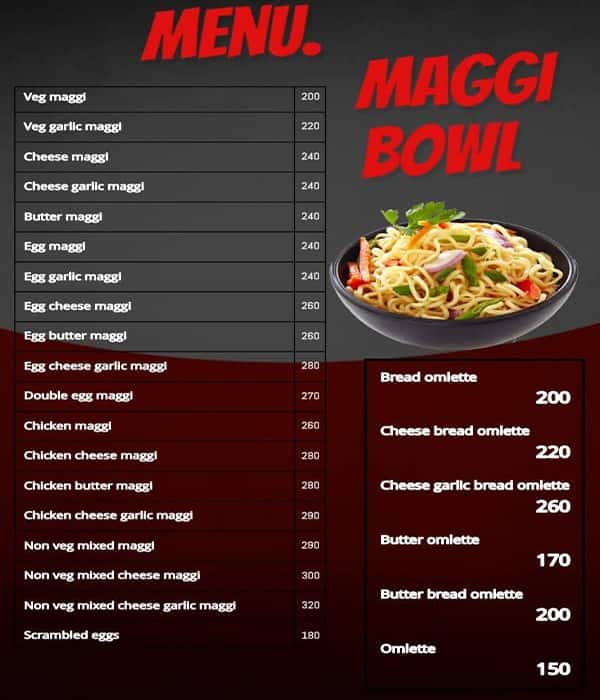 Menu of Maggi Bowl, Medchal Road, Hyderabad