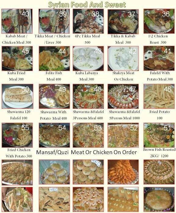 Menu at Middle East Cuisine, New Delhi, Living Style Mall