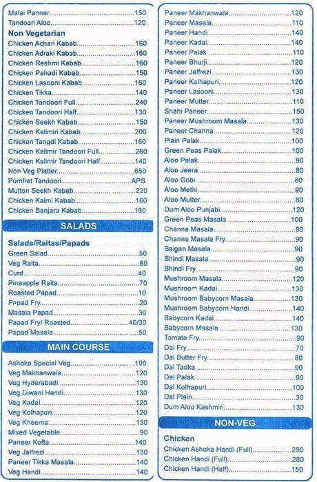 Menu at Ashoka Family Restaurant, Mira Bhayandar, 7VJG+G72