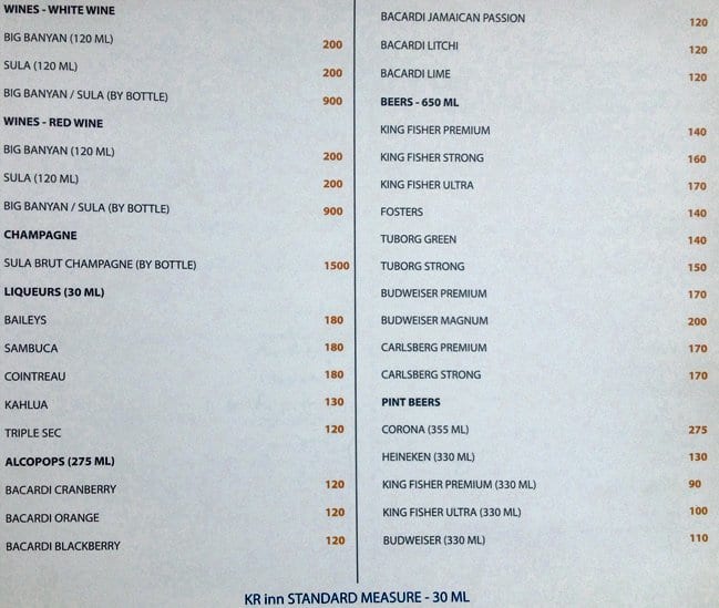 Menu at elixir - Restobar, Bengaluru